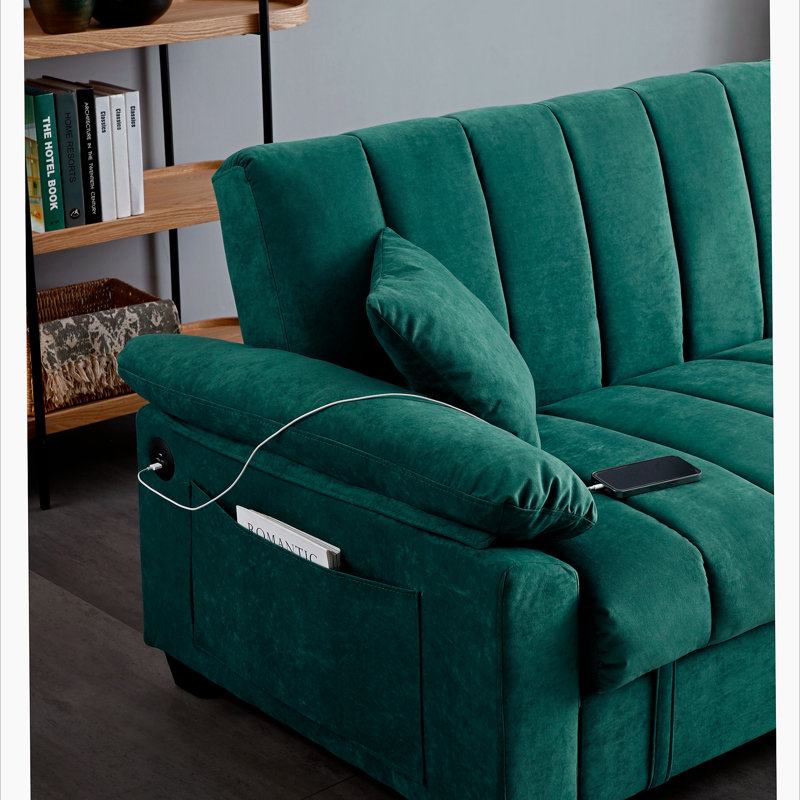 Emerald home sleeper sofa with storage usb store